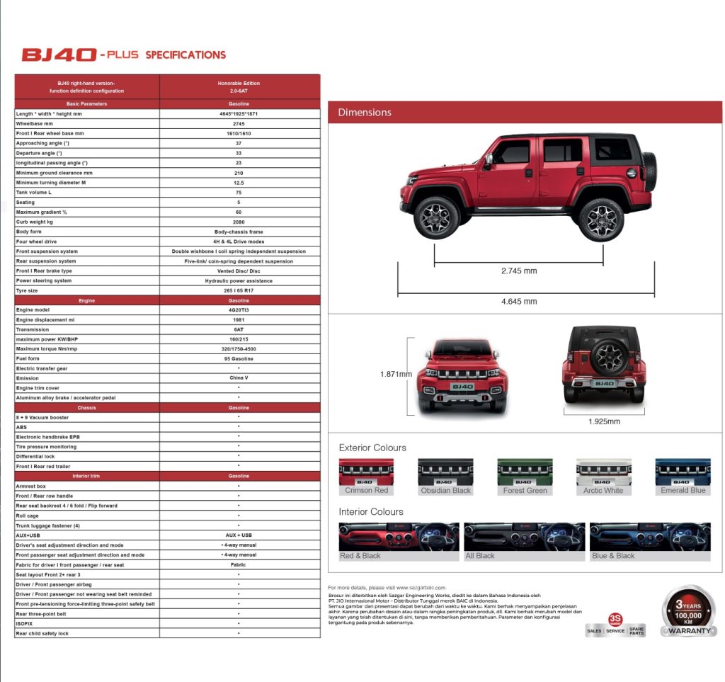 BAIC BJ40 Plus - Dealer BAIC, Dealer Mobil China BAIC Indonesia